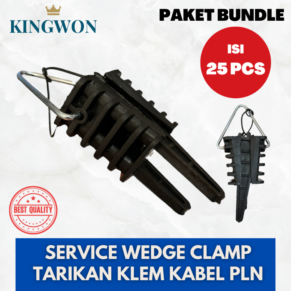 HITAM [25 Pcs BUNDLE PACKAGE ] SERVICE WEDGE CLAMP PULLING PLN CABLE ...