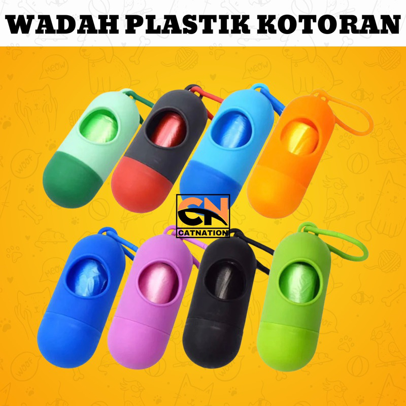 Poop BAG DISPANSER - Capsule Container Roll Plastic BAG Animal POOP Cat ...