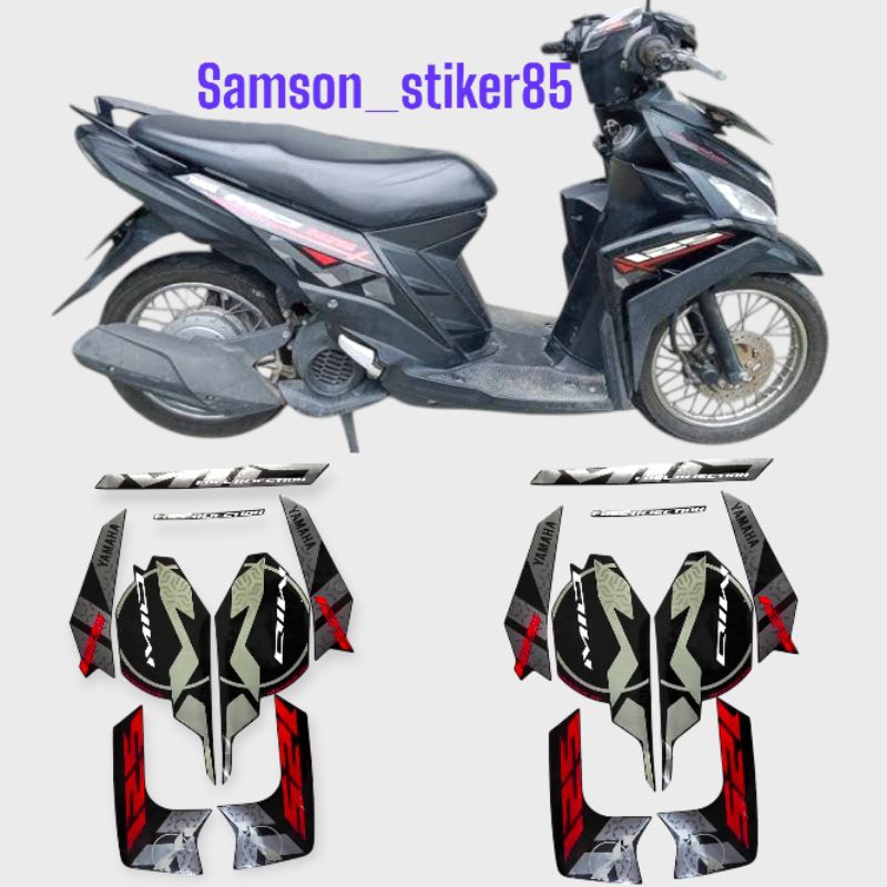 Yamaha Mio M3 125 2015 Black motorbike striping sticker, full list ...