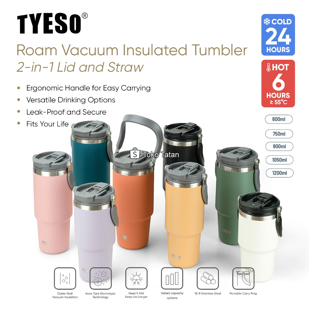 TERMOS Tyeso Tumbler 900ml Roam Stainless Steel Portable with 2-in-1 Lid and Straw Korean ...