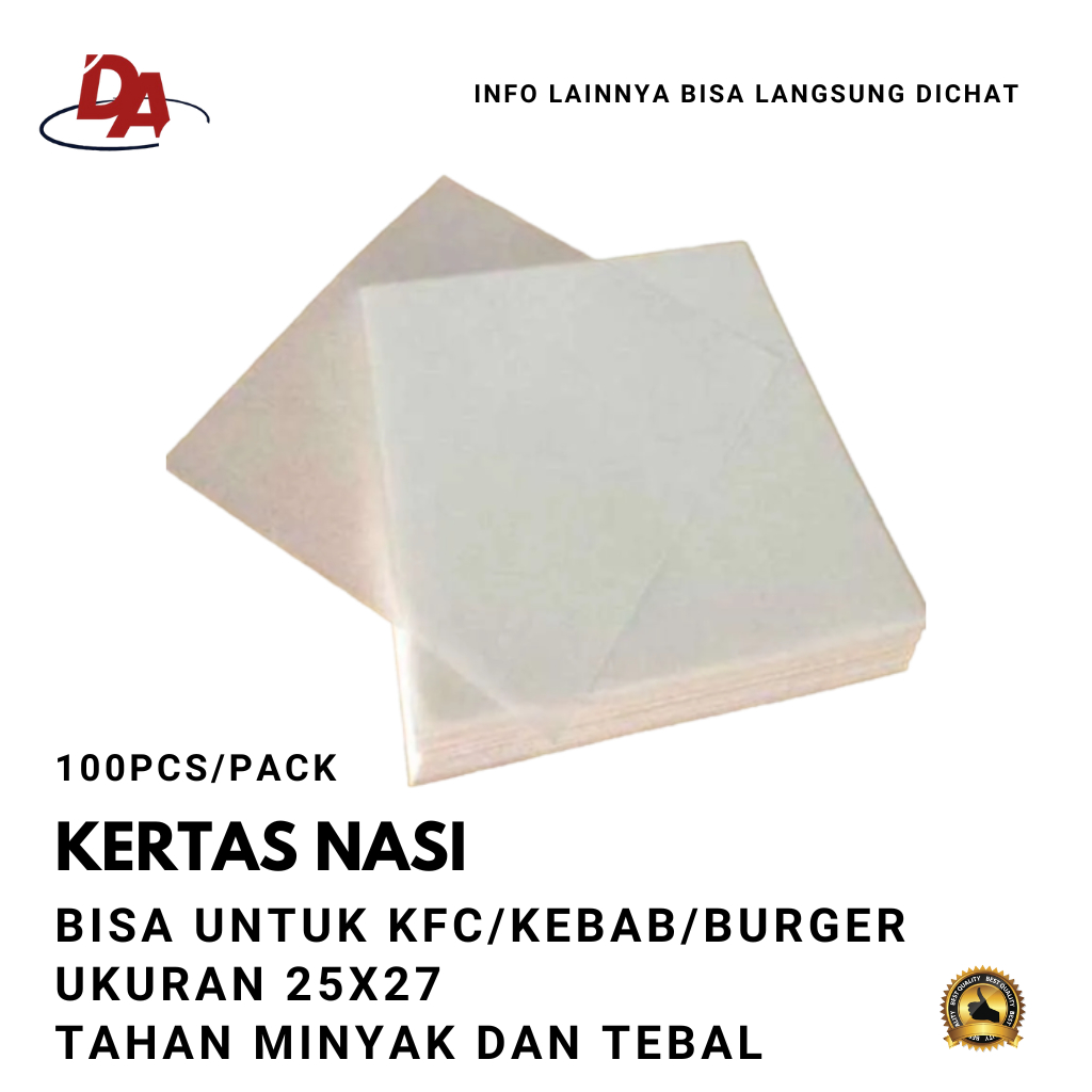 PUTIH Kfc MCD / Burger / Kebab Rice Paper White Color Fill 100 sheets ...