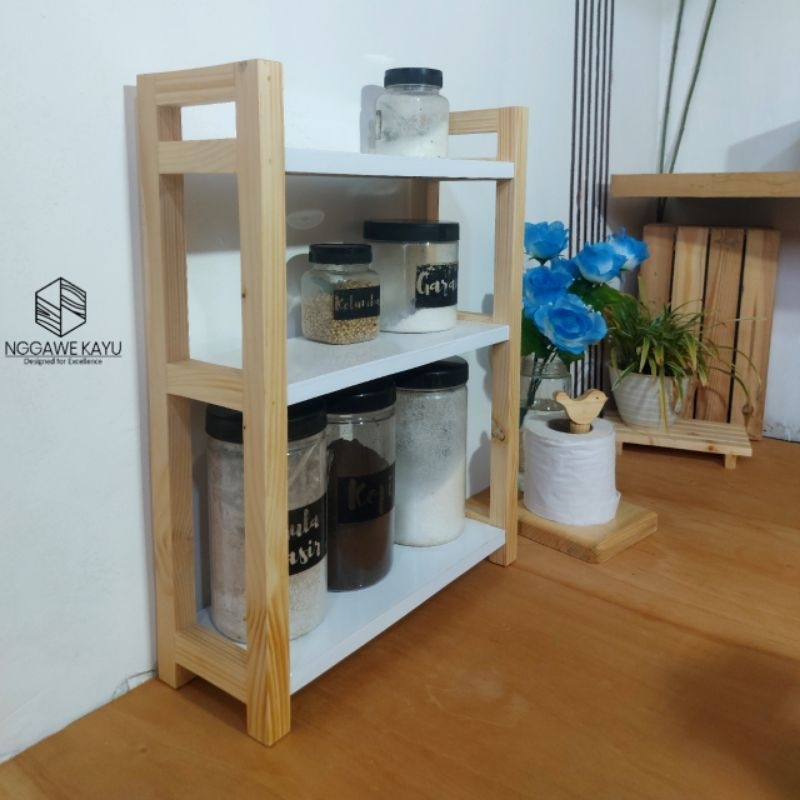 KAYU 3 tier kitchen shelf, Dutch teak wood multi-purpose storage ...