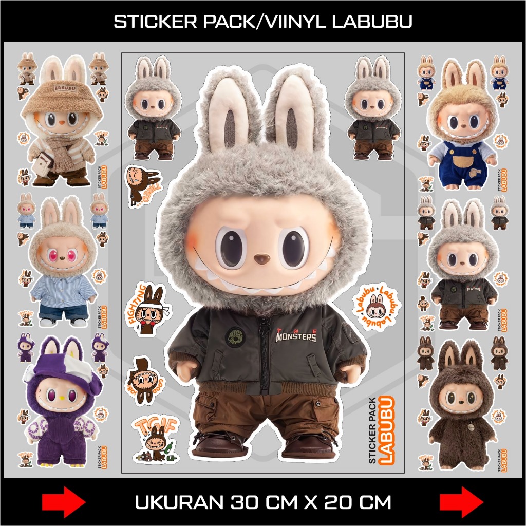 Large Size Labubu Stickers / Vinyl Stickers for VISOR, GLASS, DASBOR ...