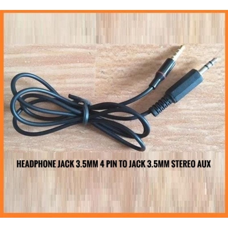 Headphone Cable Jack 3.5mm 4 Pin to Jack 3.5mm Stereo AUX Audio Connect ...