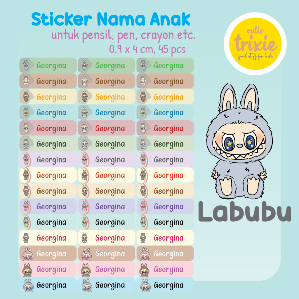 Children's Name label Sticker For Pencil crayon Labubu | Shopee Philippines