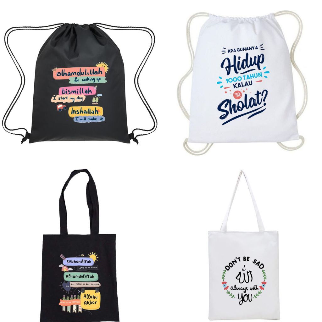 Totebag Drawstring Bag Islamic Quotes Aesthetic String Bag Canvas Women ...
