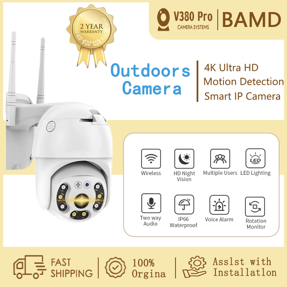 V380 Pro Outdoor Waterproof Camera Night Vision PTZ Wireless CCTV IP ...