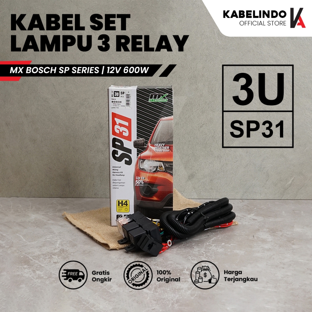[MX]Car H4 Lamp Set Relay Cable BOSCH SP Series 3 Relays/2 Relays 12v ...