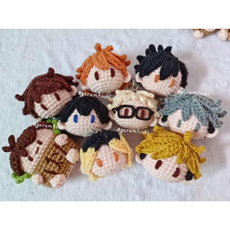 HAIKYUU Crochet Keychain / Mochi pentol Crochet 杯 Hinata Kageyama Kuroo ...