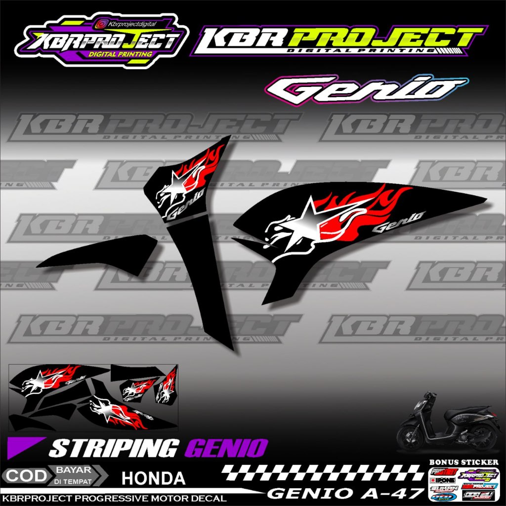 Genio Sticker SRTIPING PREMIUM Motorcycle Cool Sticker LIS Variation ...