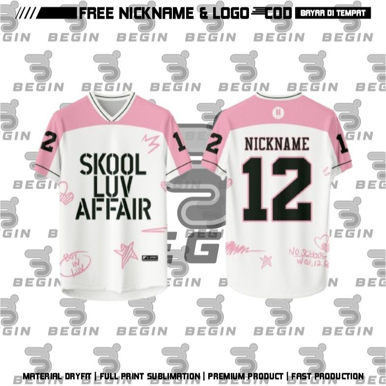 Korean BTS Skool Army Jersey and White Free Nickname & Number | Shopee ...