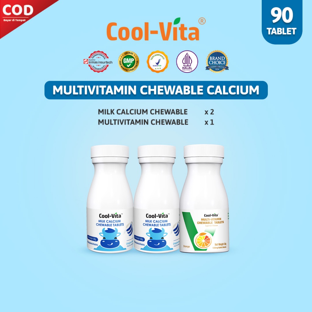 Coolvita 2 Bottles Of Chewable Calcium Milk+1 Bottle Of Chewable Orange ...