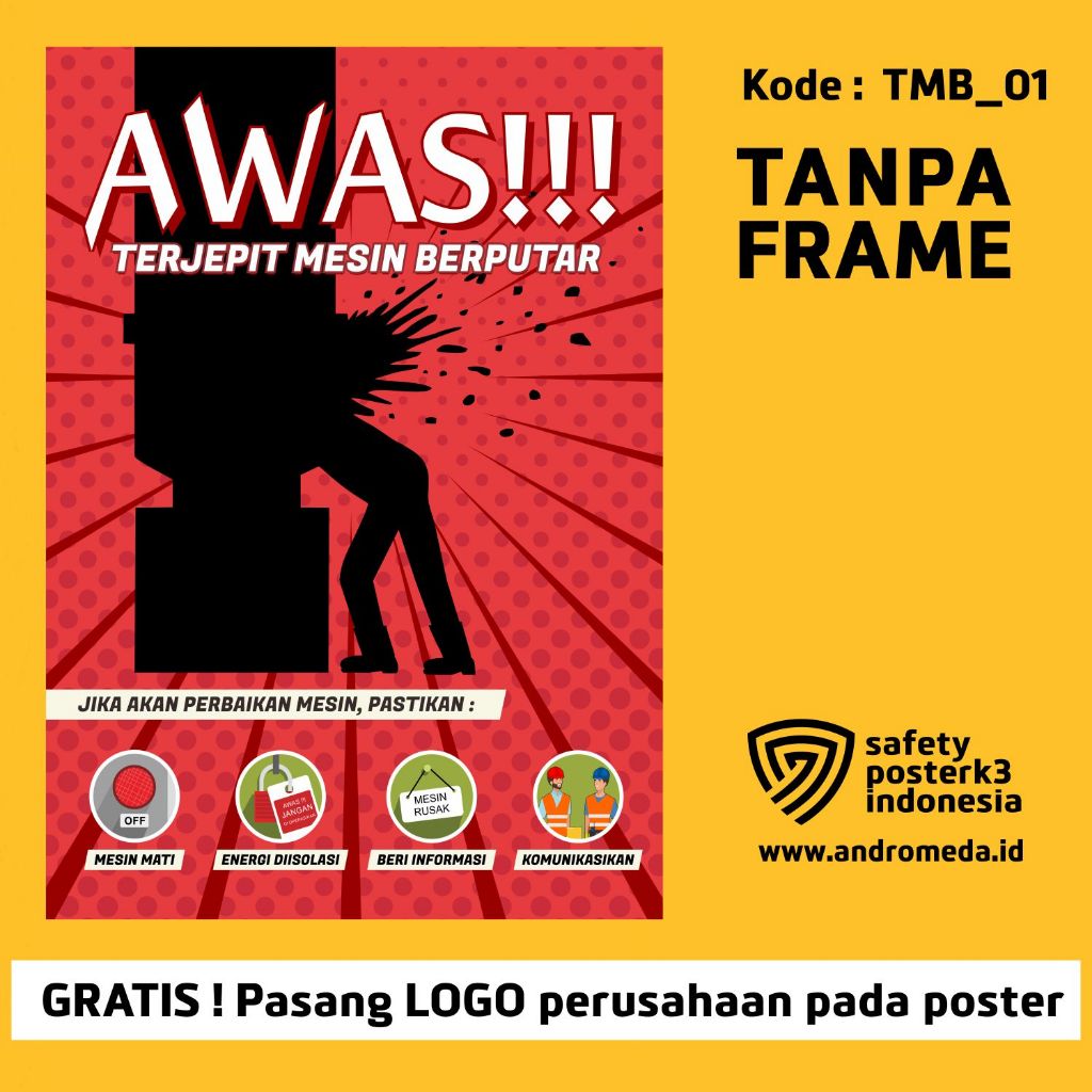 MESIN Safety Poster K3: Beware of Pinched Rotating Machine | Shopee ...