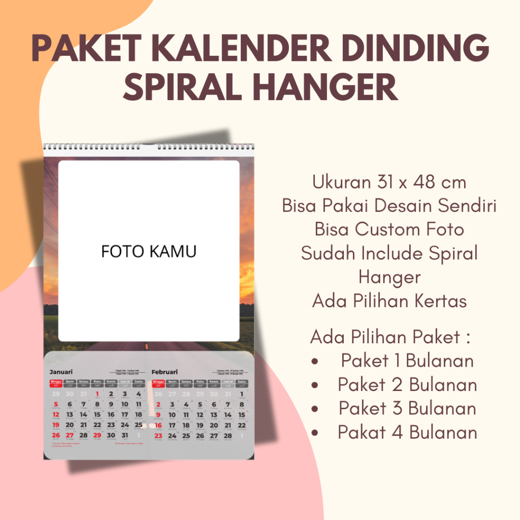 MINIMAL (SPIRAL) Spiral WALL CALENDAR PACKAGE WIRE HANGER 2025 CUSTOM ...