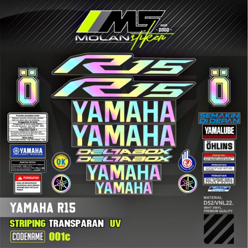 Sticker Striping Transparent Variation Uv R15 Old Yzf R15 V2 R15M R15 ...
