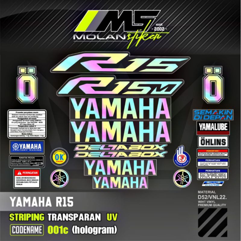 Sticker Striping Variations Transparent Uv Yzf R15 V4 R15M All New ...