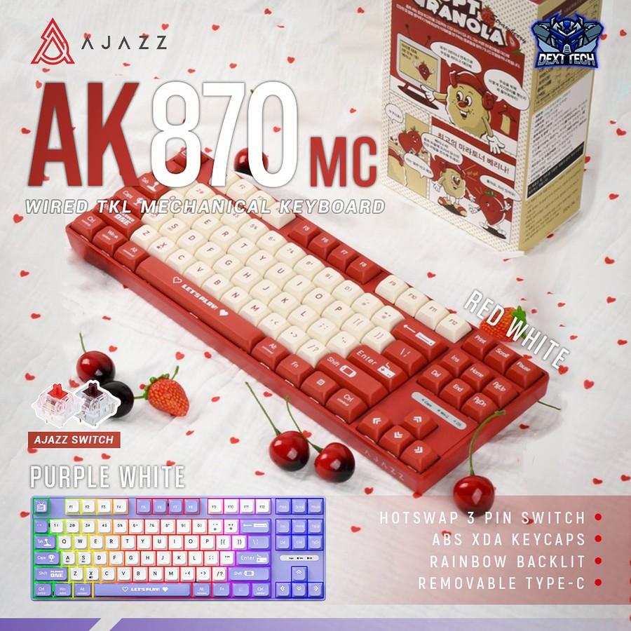 Ajazz AK870/AK 870 MC/Lite TKL RGB Mechanical Keyboard Wired Rainbow ...