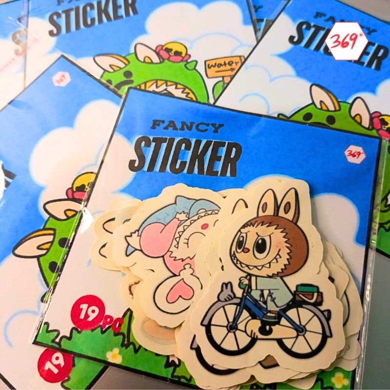 369 | Fancy Character Sticker - contains 19 large pcs - Pop Mart Labubu ...