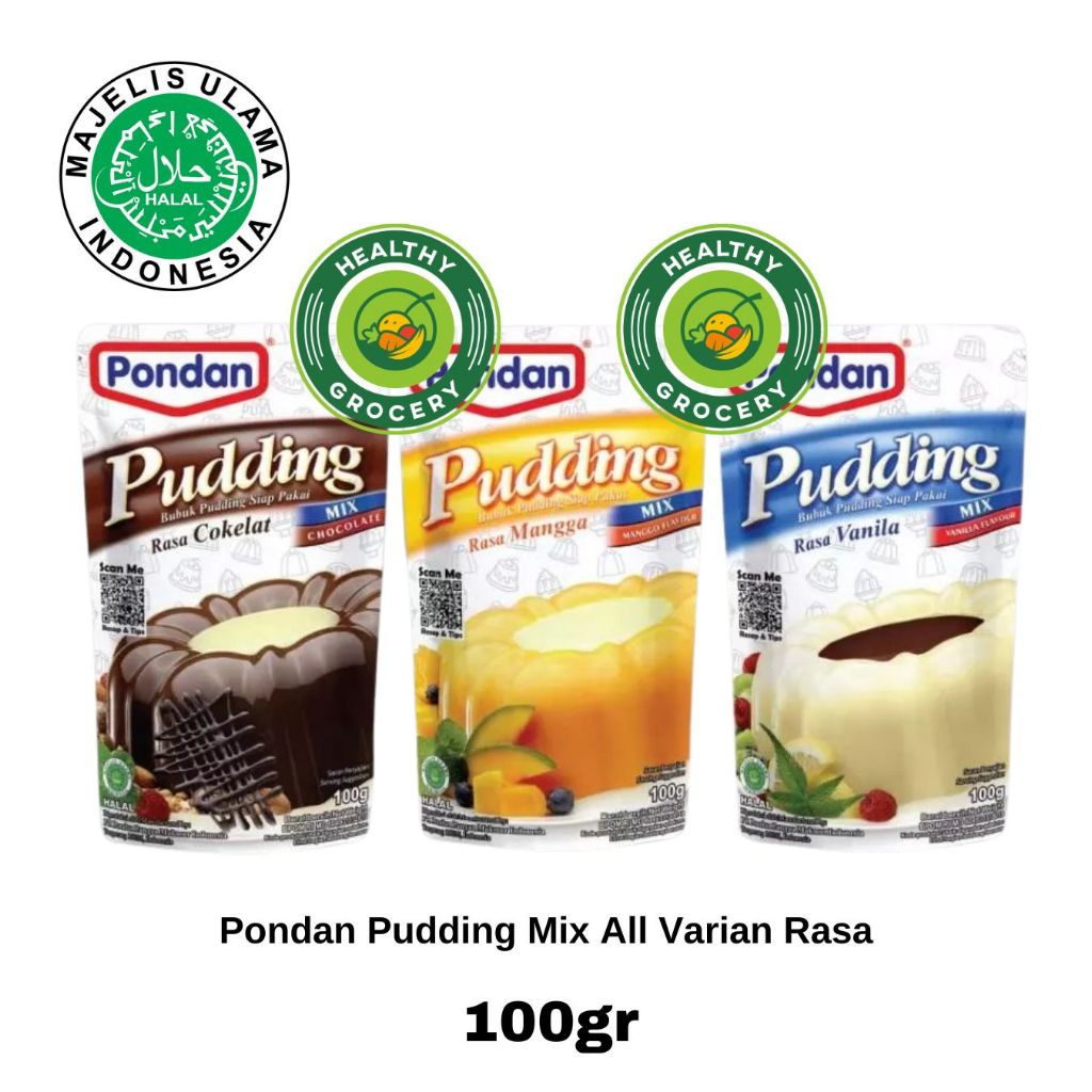 Pondan Pudding Mix Vanilla / Mngga / Chocolate Flavor 100gr / Pudding ...