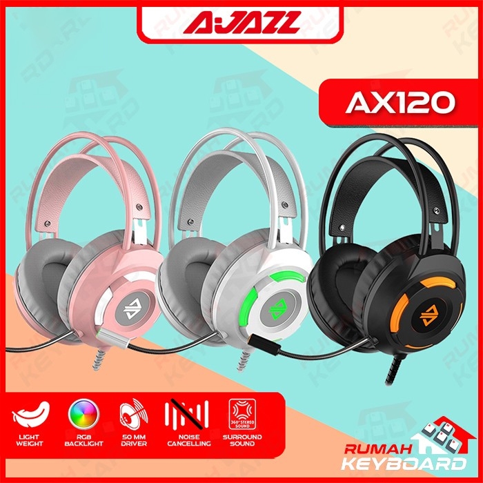 Gaming HEADSET - AJAZZ AX120 - WIRED - MIC - NOISE Canceling - RGB ...