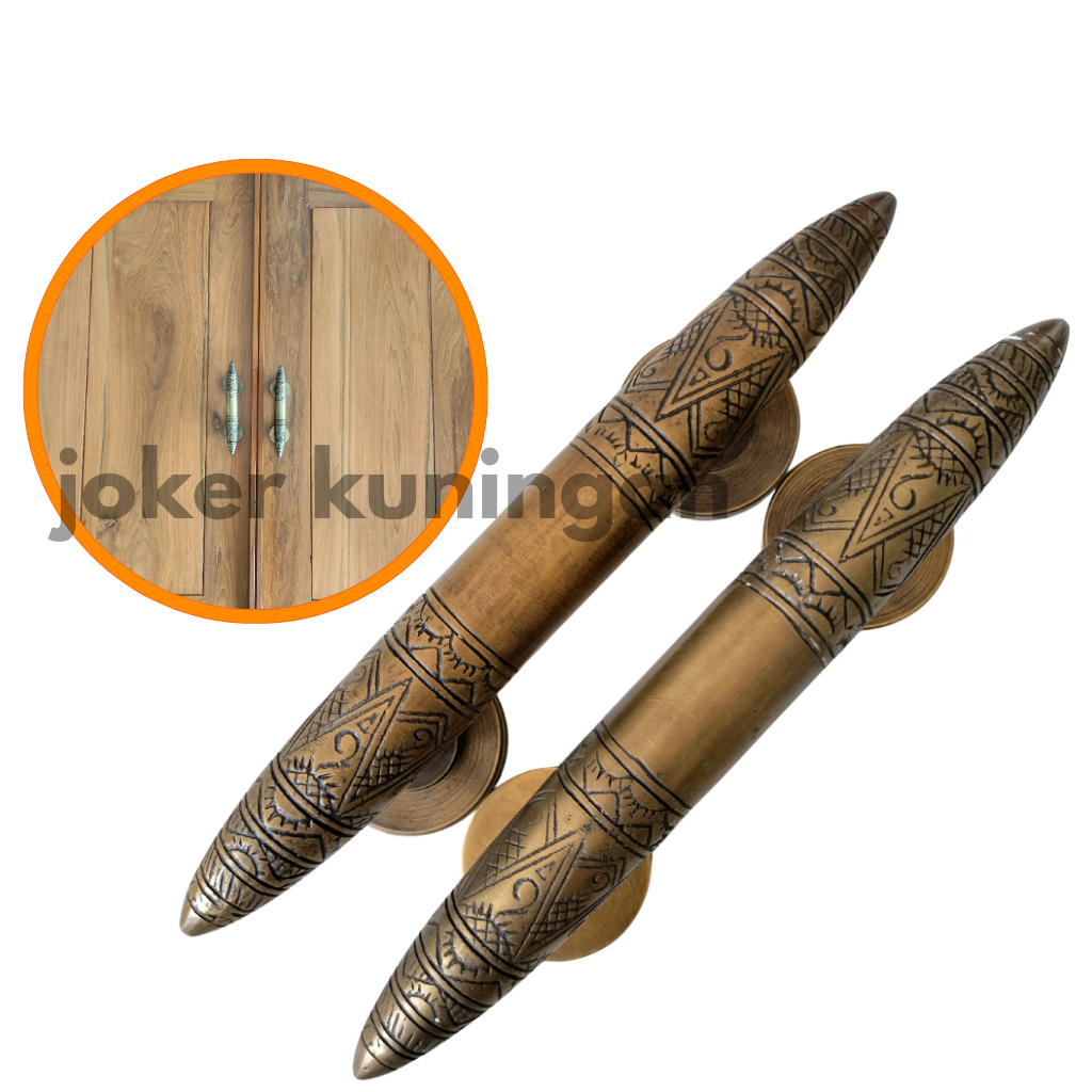Brass House Door Handle With Balinese torpedo motif 20cm | Shopee ...