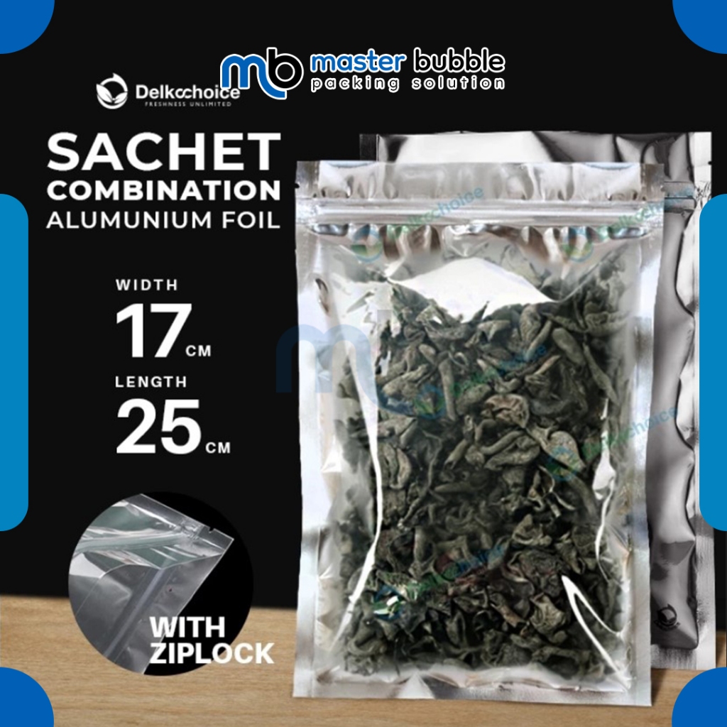 Ziplock Combination Sachet Packaging 17cm X 25cm Plastic and Silver ...