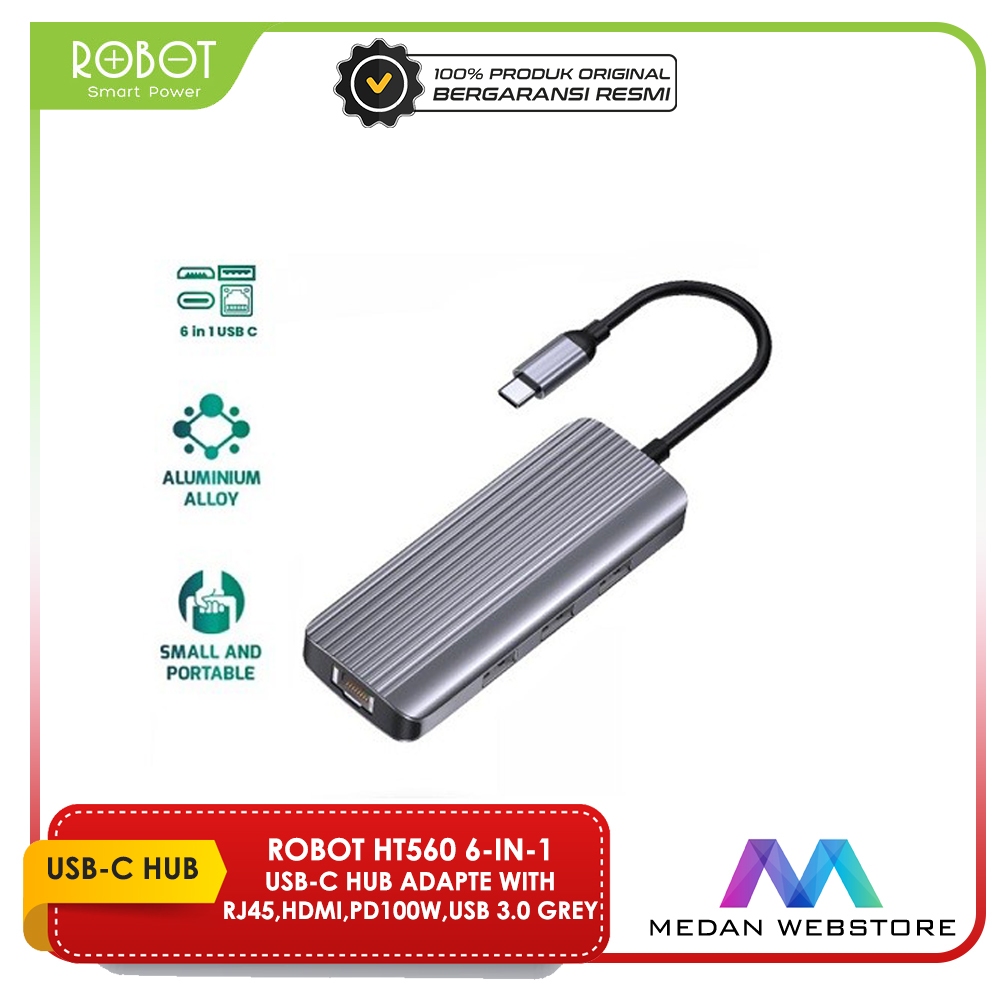 Robot HT560 6 in 1 USB C USB Hub Adapter 1 Year Warranty | Shopee ...