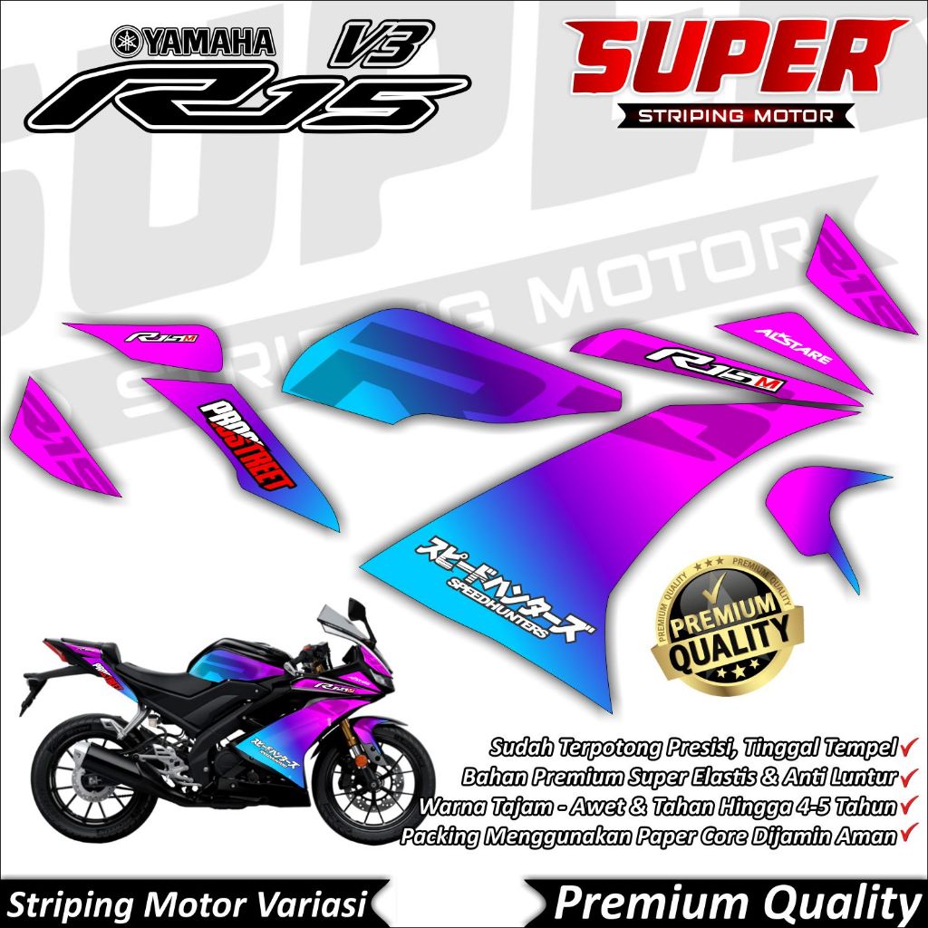 Sticker R15 V3 Anti-Fade Cool Striping R15 V3 Striping Yamaha R15 V3 ...
