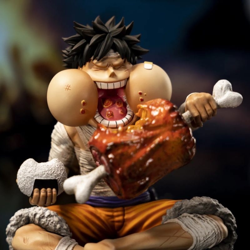 Monkey D Luffy Action Figure Sits Eats Meat | Shopee Philippines