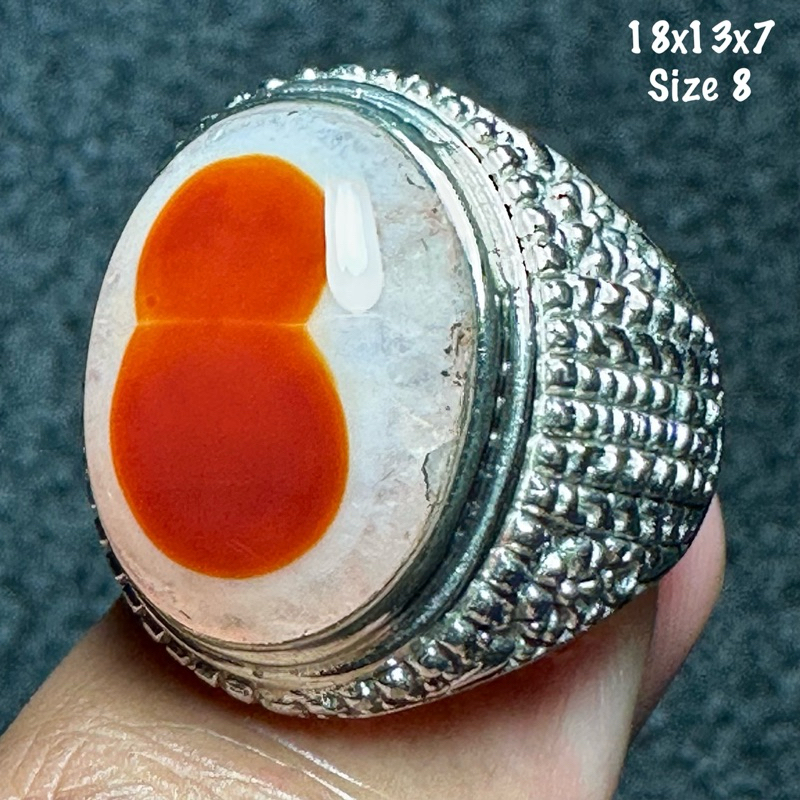 MERAH Baturaja Ice Natural Agate Ring Number 8 Red Crystal (original ...