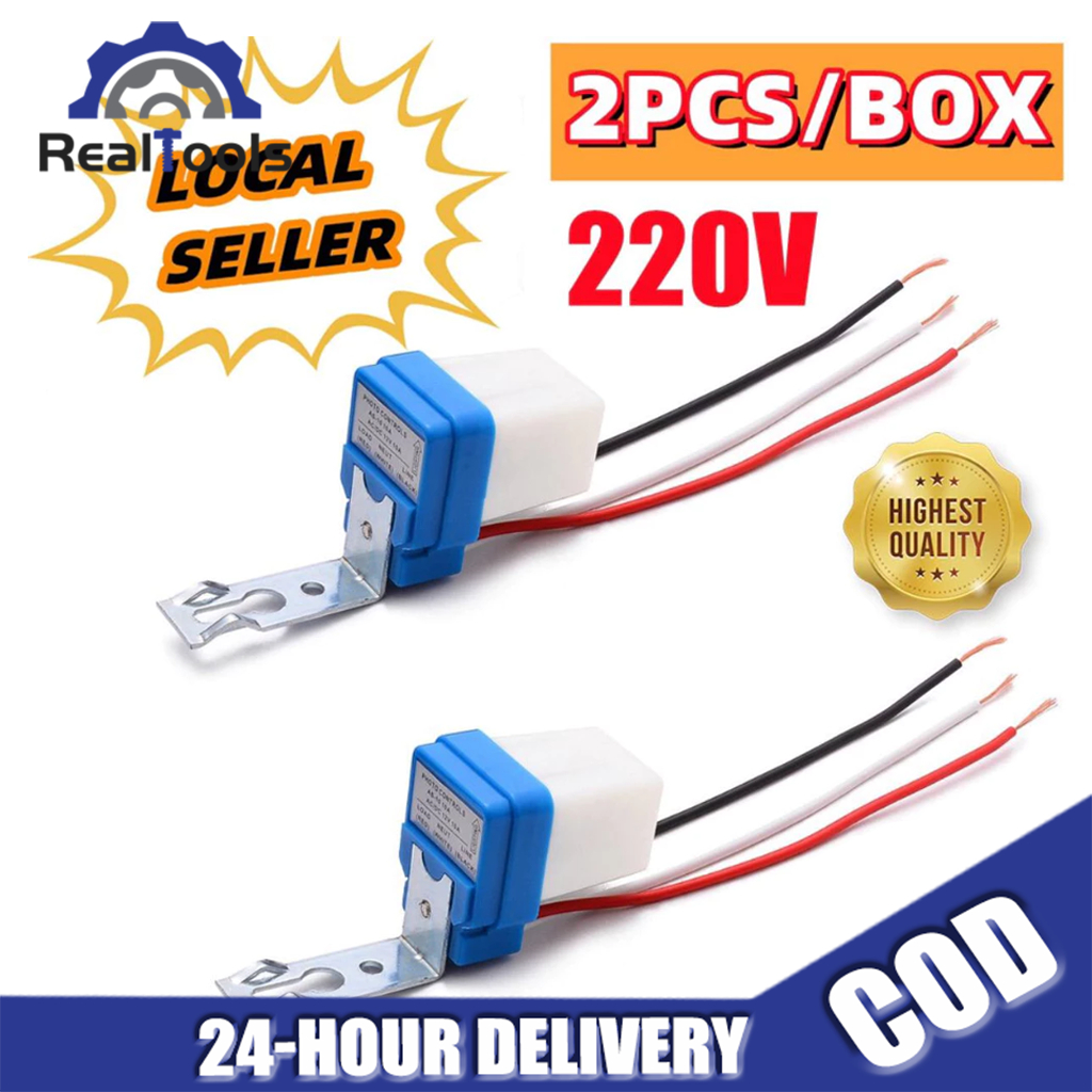 CAHAYA RealTools 2pcs Day and Night Photocell Photo Cell Automatic Light Switch Sensor AS-10 ...