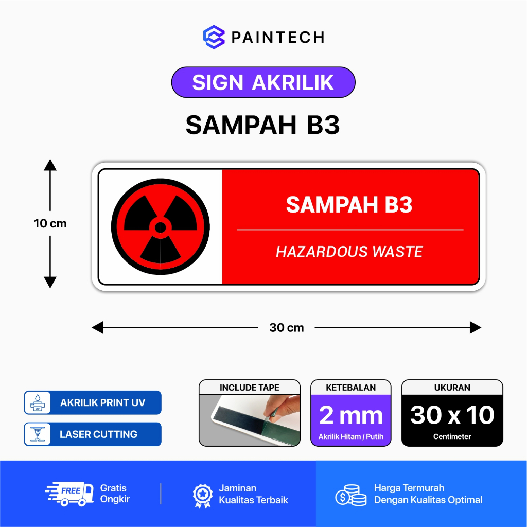 Acrylic B3 Trash Sign Size 30 X 10 B3 Trash Hazardous Waste Signboard ...