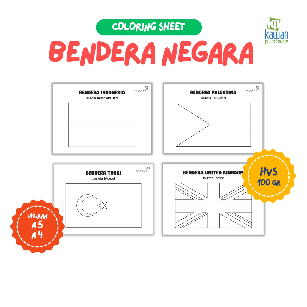 Kawan Pustaka -/ Coloring Sheets / Coloring Sheets - Country Flag Theme ...