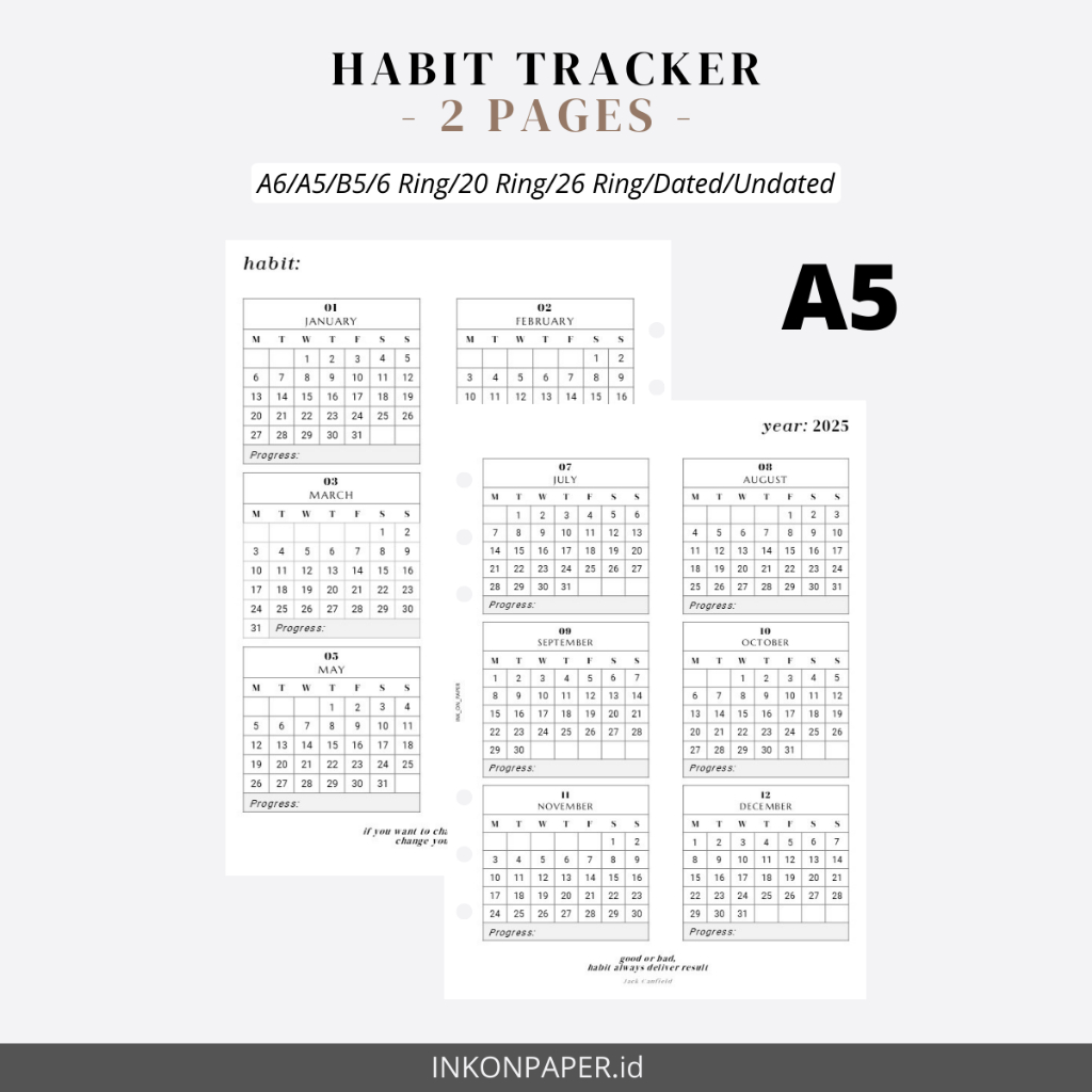 A5 - Planner 2025, Fill in Binder, Habit Tracker by INK_ON_PAPER ...