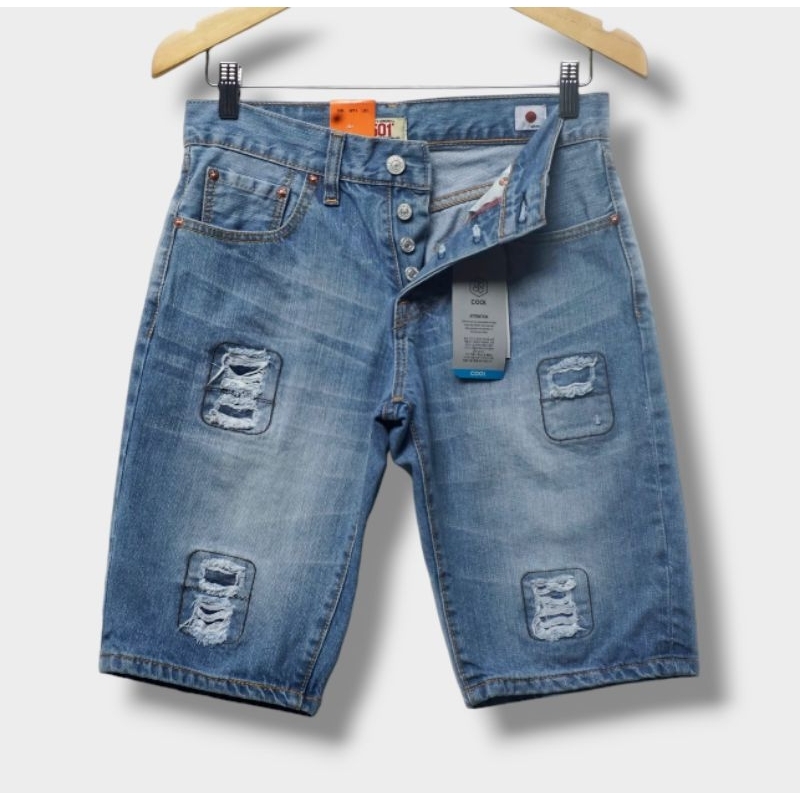 Bbc BRANDED 501 Men's Ripped Aqua Blue Short Jeans Made in Japan ...