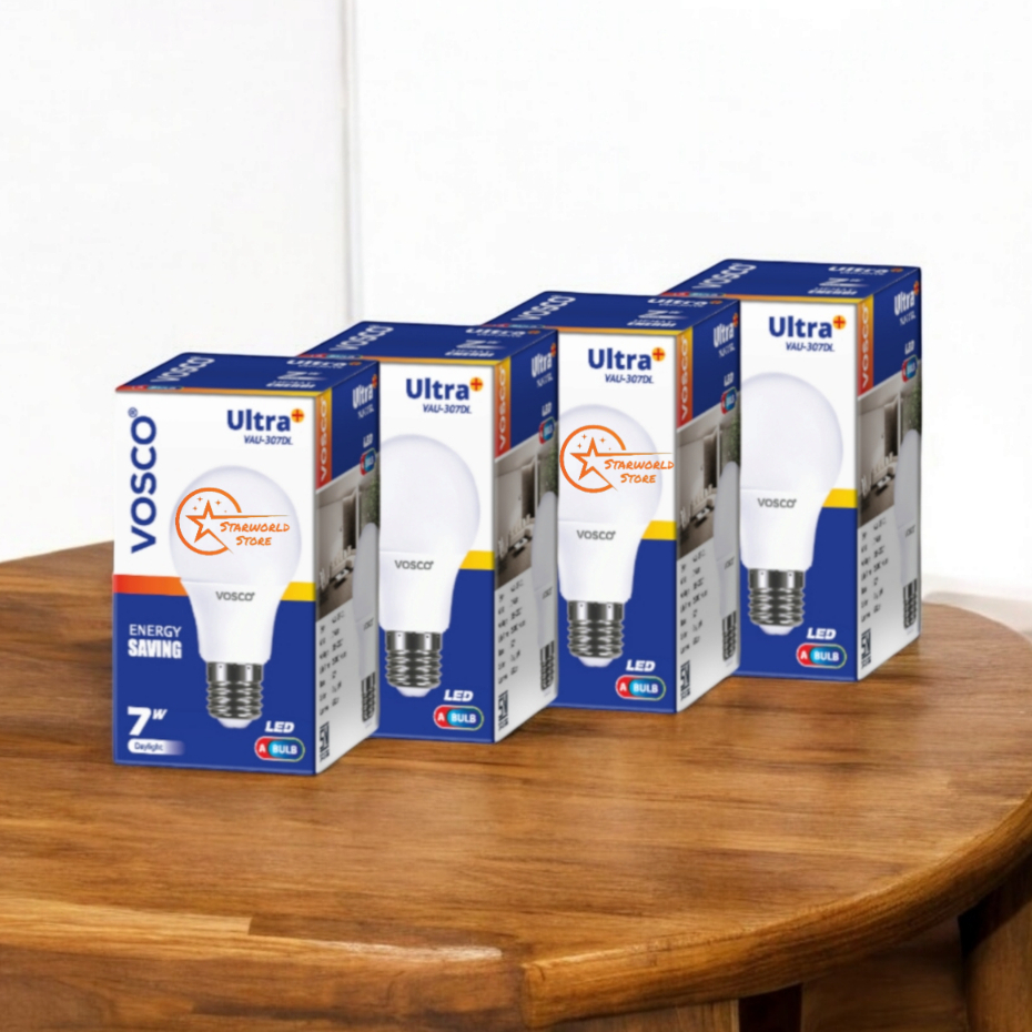 CAHAYA Bundling Package 4 Pcs VOSCO LED Bulb A Ultra 7 Watt Light Bulb 1 Year Guarantee - White ...