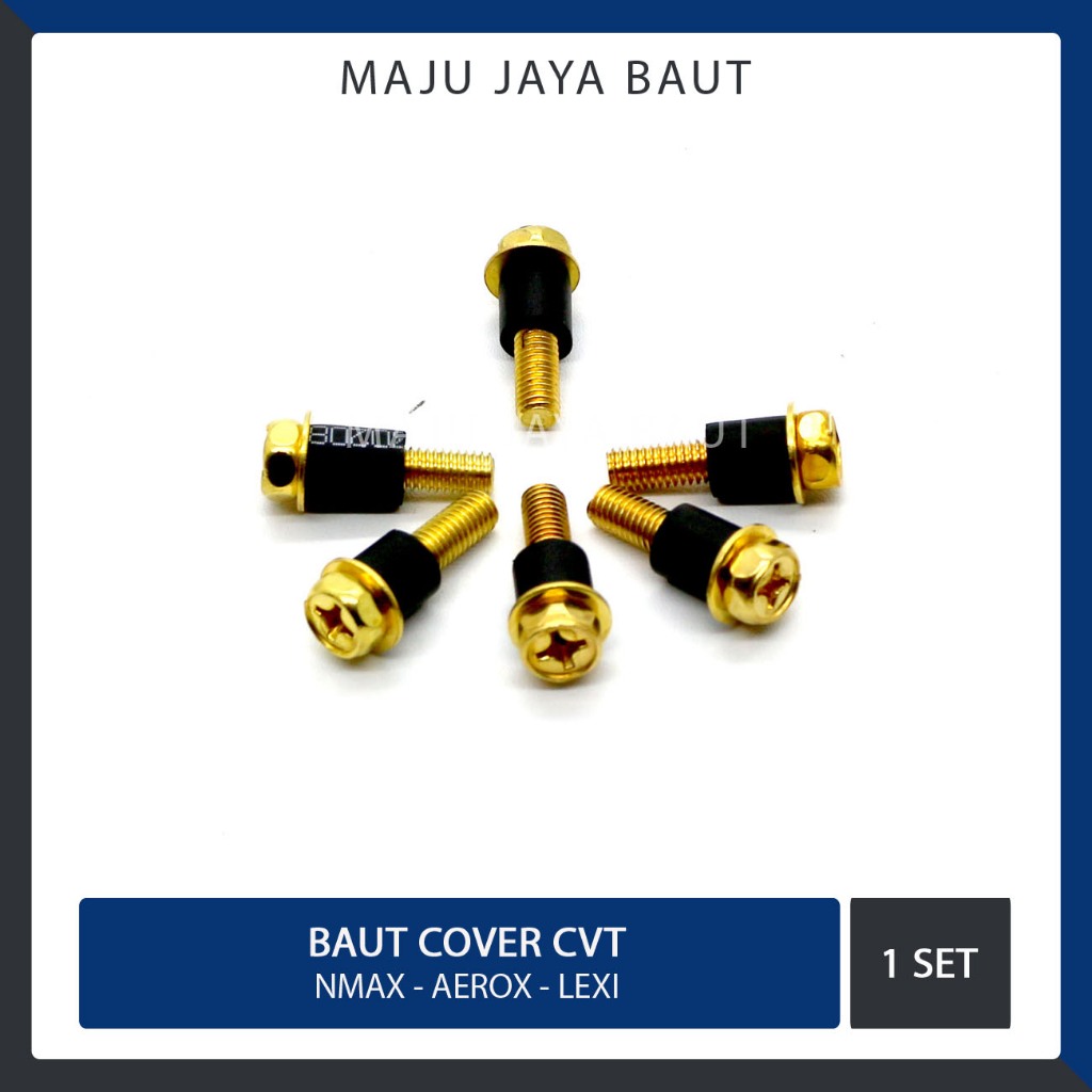 1 Set of 6 Pcs NMAX LEXI AEROX Motorcycle CVT Cover Bolts, gold color ...