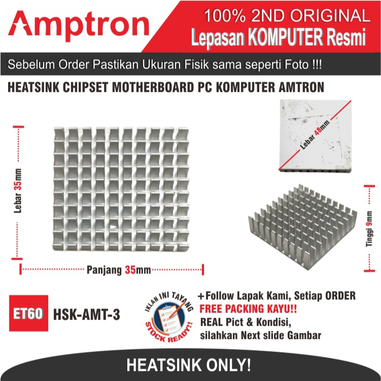 Et60 HSK-AMT-3 HEATSINK CHIPSET MOTHERBOARD PC COMPUTER AMPTRON | Shopee Philippines