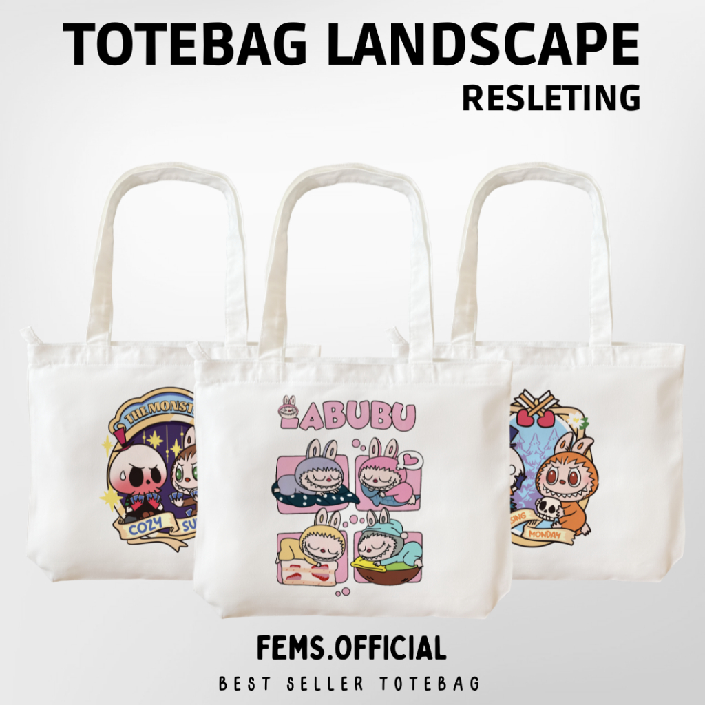 Labubu Canvas Tote Bag Cartoon Canvas Landscape Totebag Fits Laptop ...