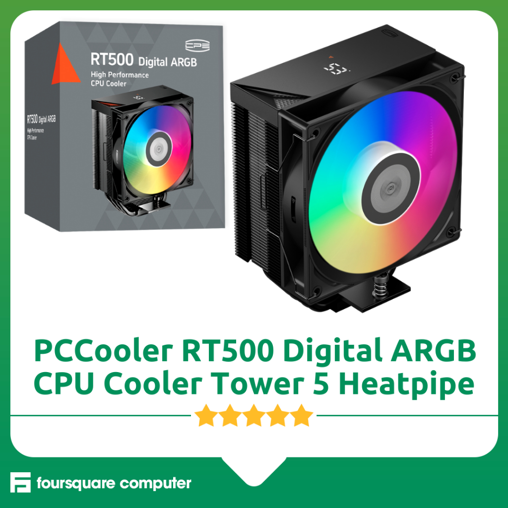 Pccooler RT500 Digital Water ARGB CPU Cooler Tower 5 Heatpipe Monitor ...