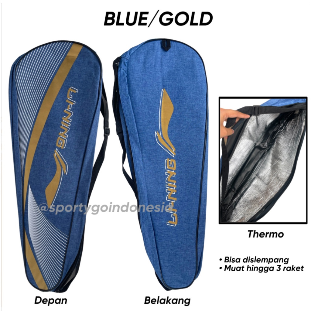 Badminton Racket Cover Lining 1R BLUE/GOLD / ORIGINAL Badminton Bag ...