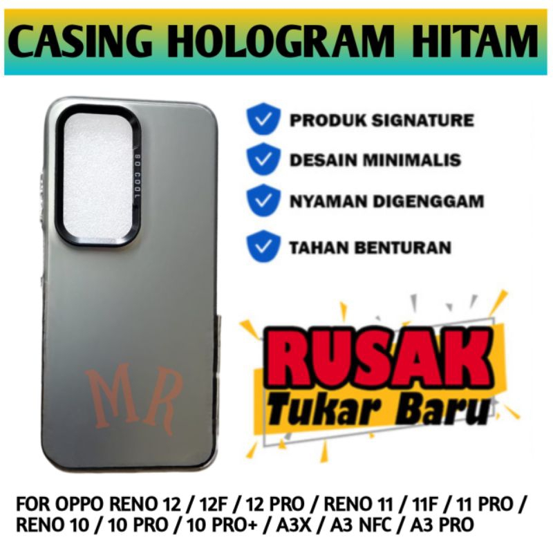 HITAM Case PLATE IMD HOLOGRAM BLACK ONLY FOR OPPO RENO 12 5G / RENO 12 ...