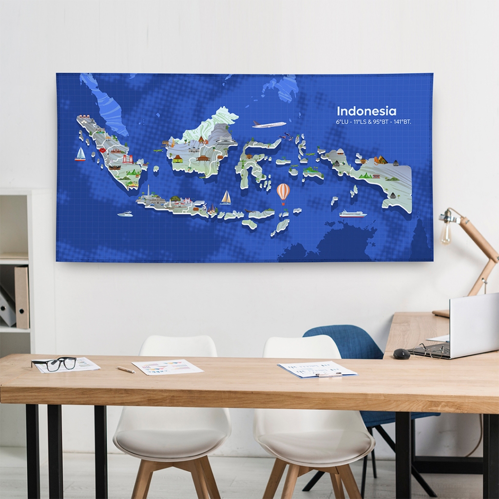 Indonesian Map Poster | Big Jumbo Indonesian Map | Wall Cloth Poster ...