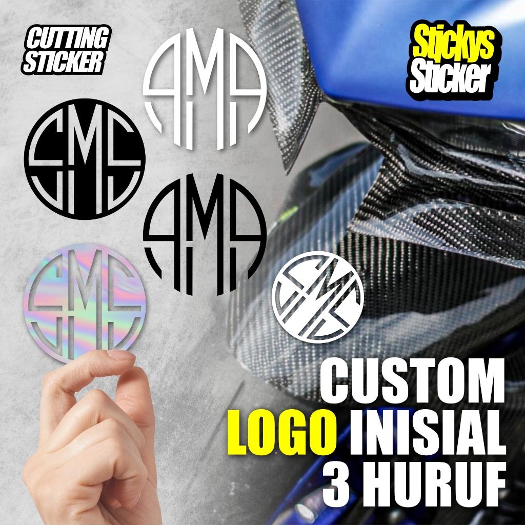 MINIMAL Cool 3 letter initial Logo sticker, custom your own name ...