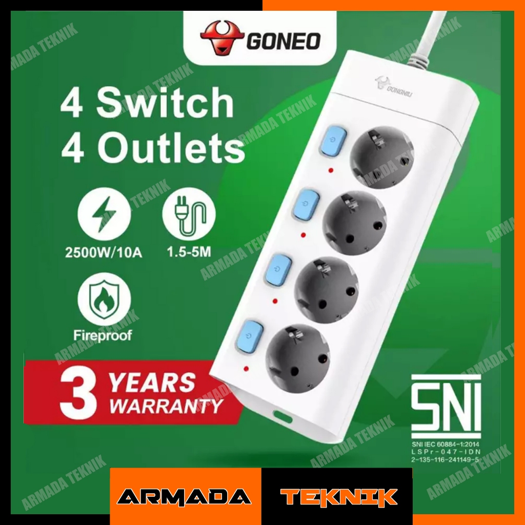 Goneo Multi Switch Cable Socket 4 Holes Anti Lightning Brass Terminal 3 ...