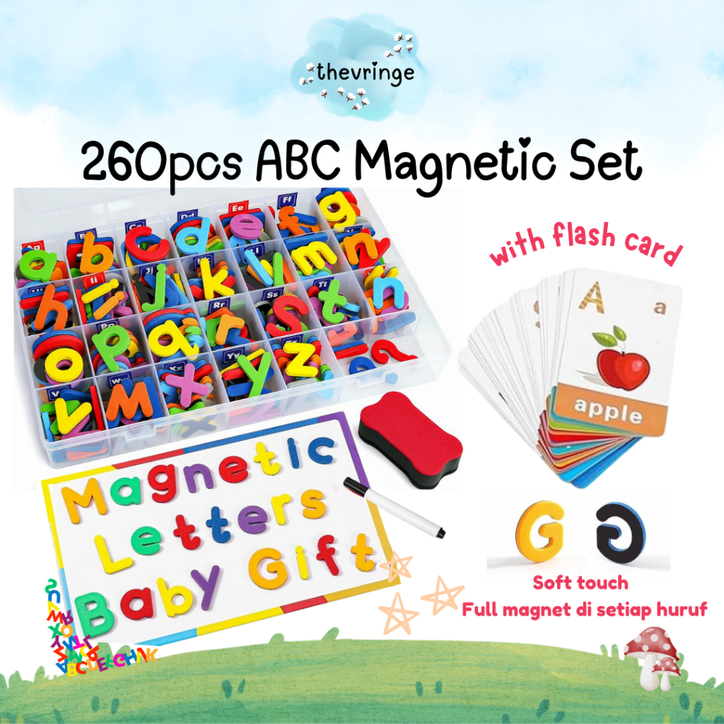 260pcs Magnetic Letters + Movable Alphabet Magnetic ABC Magnetic cards ...