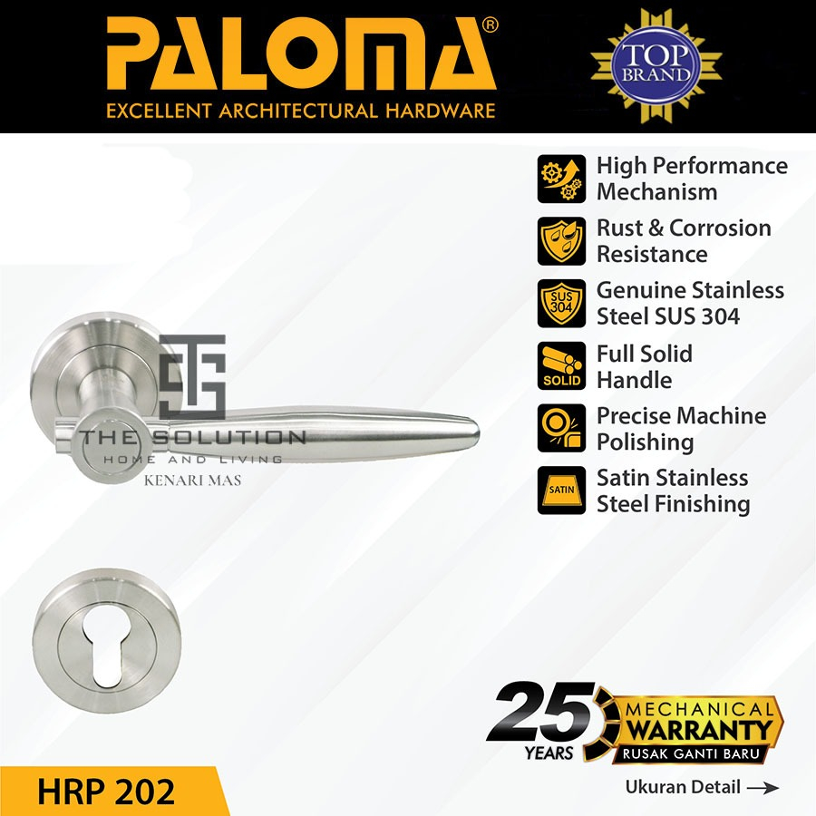 PALOMA HRP 202 Door Handle Roses Minimalist Stainless Satin Crank Home ...