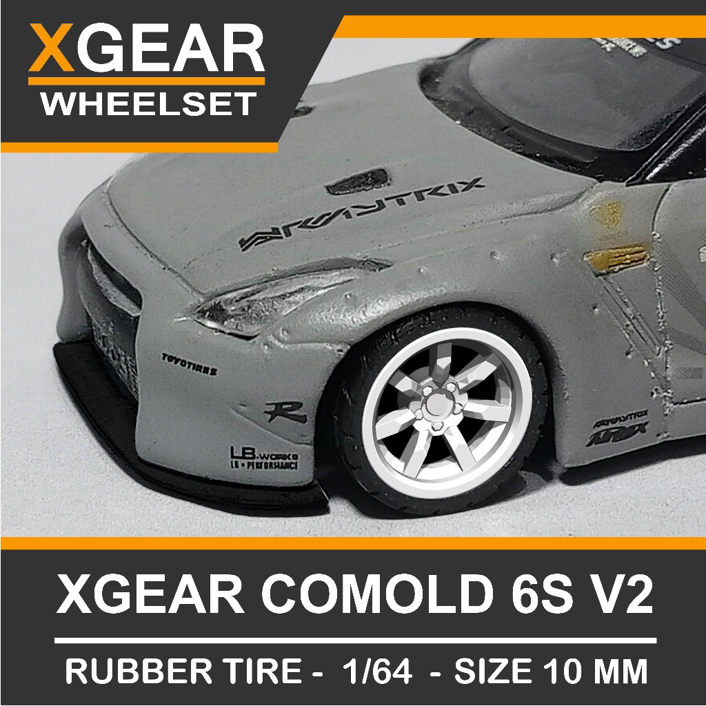 Hotwheels Rubber Tires diecast 1:64 Xgear Rims COMOLD 6S V2 model ...