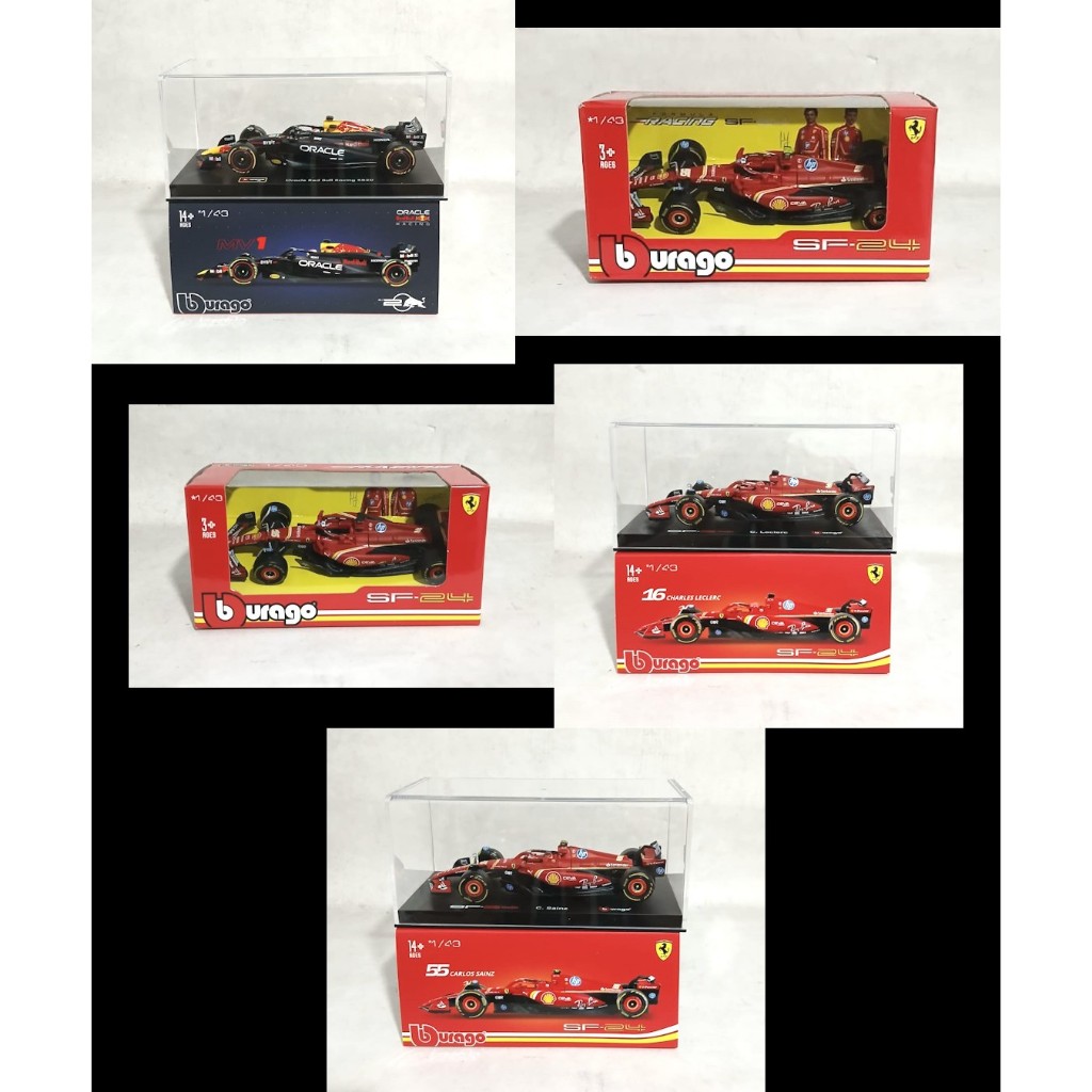 Bburago 1/43 Formula 1 (F1) 2024 (SF-24, RB20) (Leak, Sinz, Verstappen ...