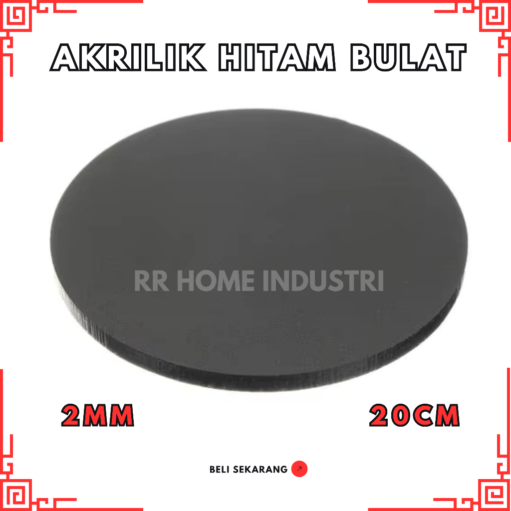 HITAM Round/circular black acrylic 2mm thick, diameter 20CM | Shopee ...